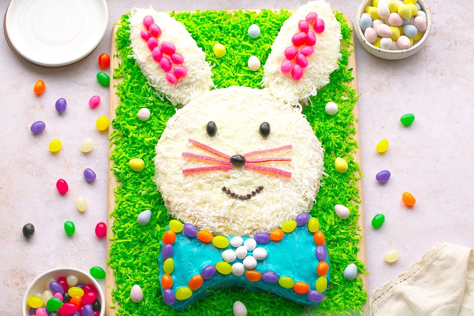 Easy Coconut Easter Bunny Cake (Fun for Kids to Make)