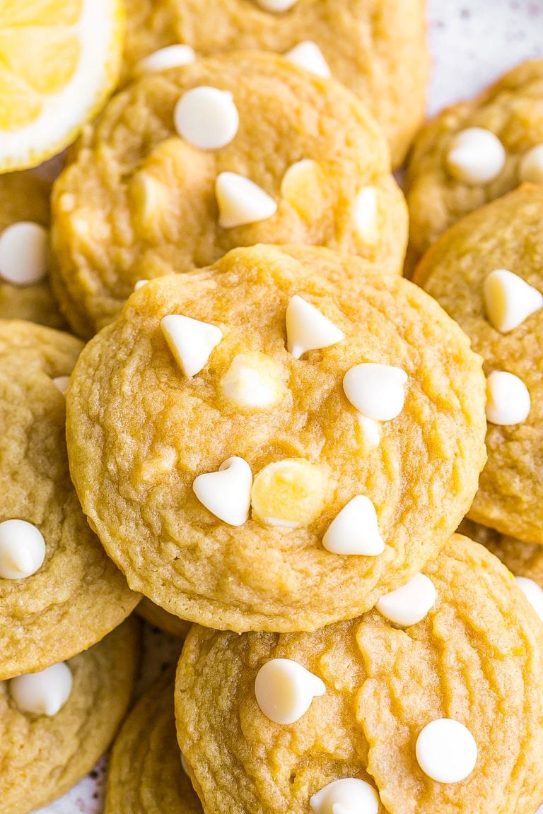 Easy Lemon Pudding Cookies with White Chocolate Chips
