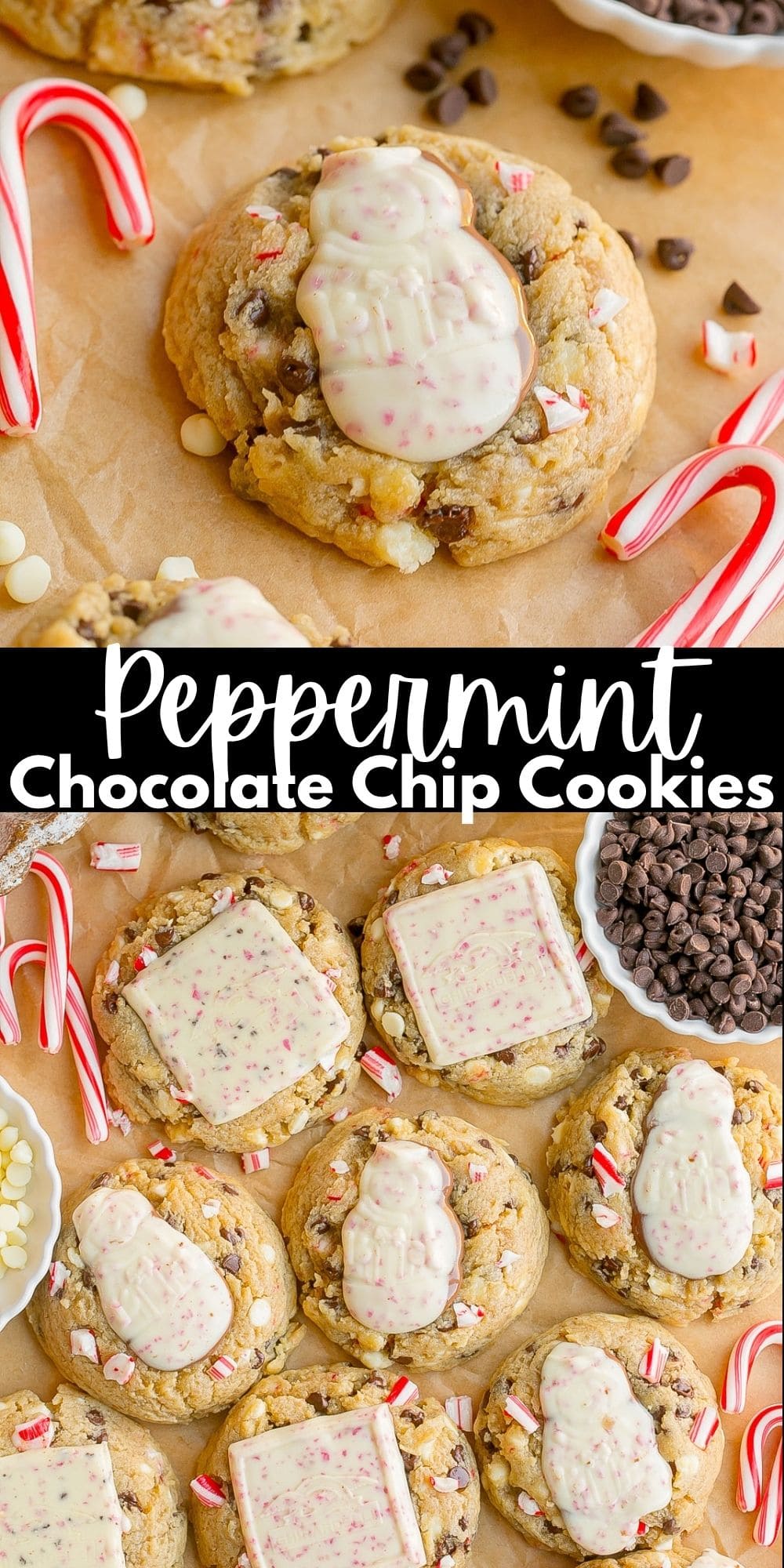 Peppermint Chocolate Chip Cookies (Soft, Chewy & Festive!)