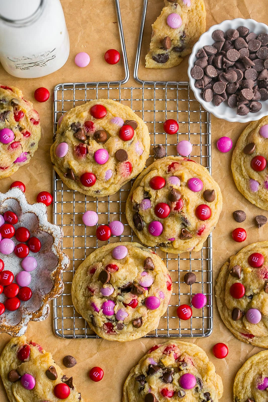 Valentine M&M Cookies (Jumbo, Soft & Chewy)